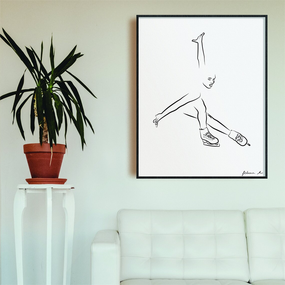 Figure Skater Line Art Sexy Woman Figure Line Drawing Ice - Etsy