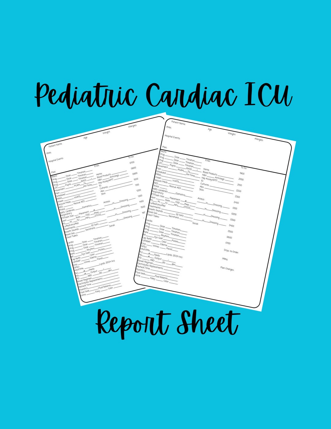 Pediatric ICU Nurse Report Sheet ***digital Download*** - Etsy