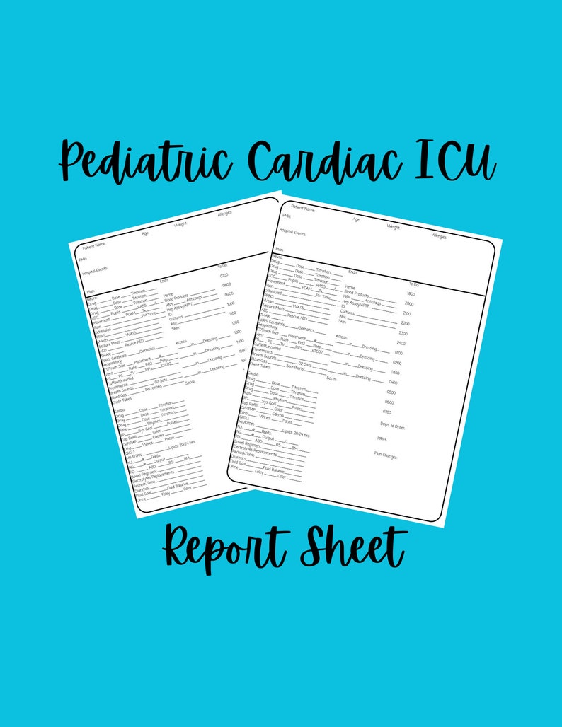 Pediatric ICU Nurse Report Sheet ***digital Download*** - Etsy
