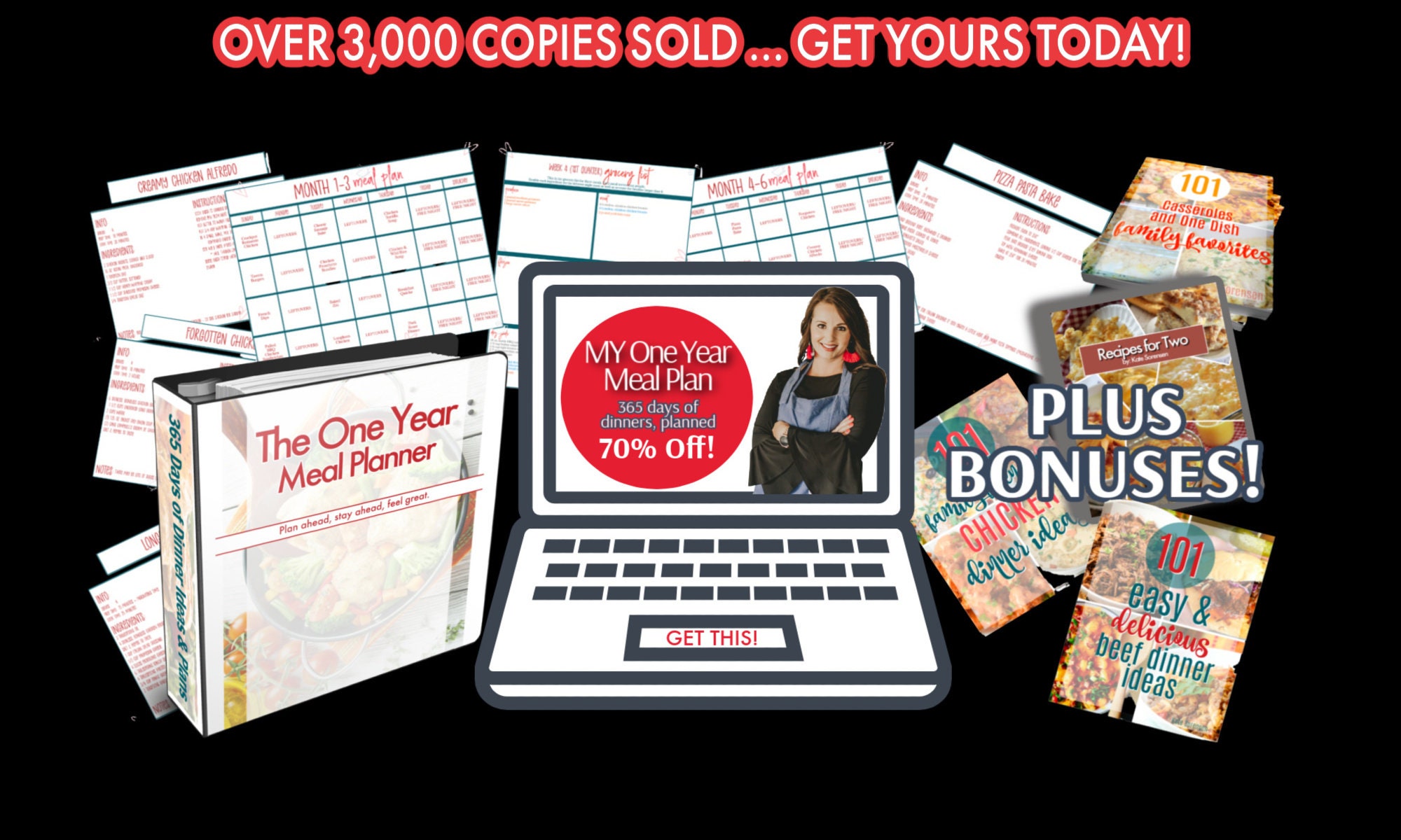 Printable Meal Planner Recipe Book, Recipe Cards, Weekly Meal Planner ...