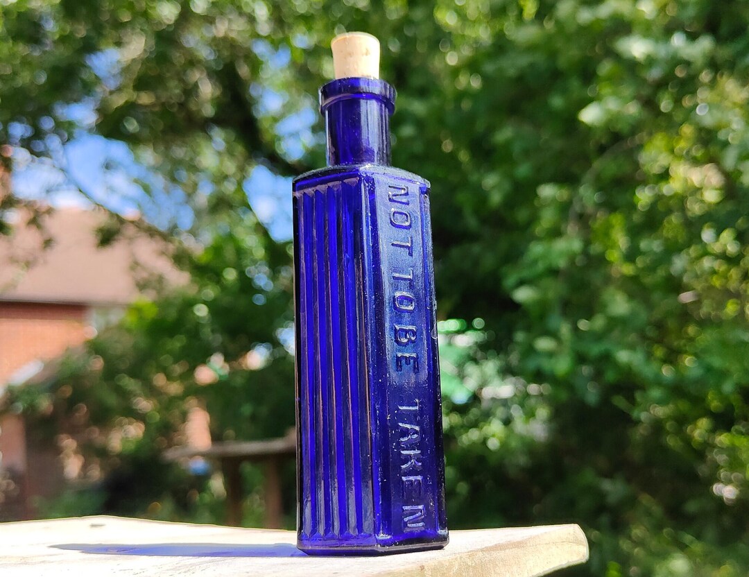 Vintage Cobalt Blue Poison Bottle With New Cork / Medium Not to Be ...