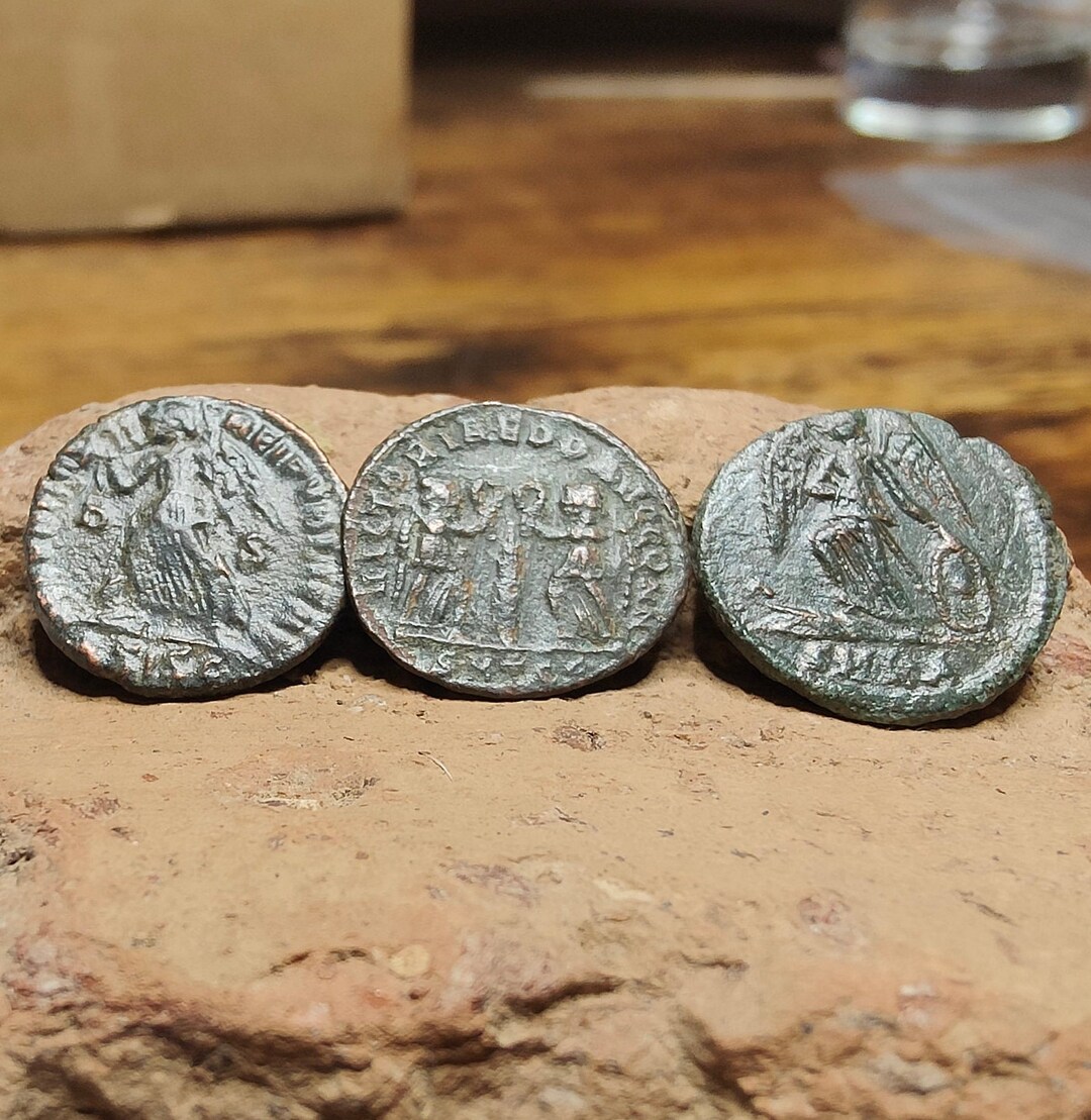 Three Roman Coins With Angels, 4th Century Ancient Nummus - Etsy