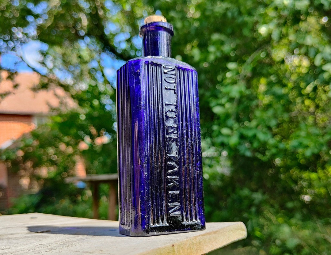 Vintage Cobalt Blue Poison Bottle With New Cork / Medium Not - Etsy