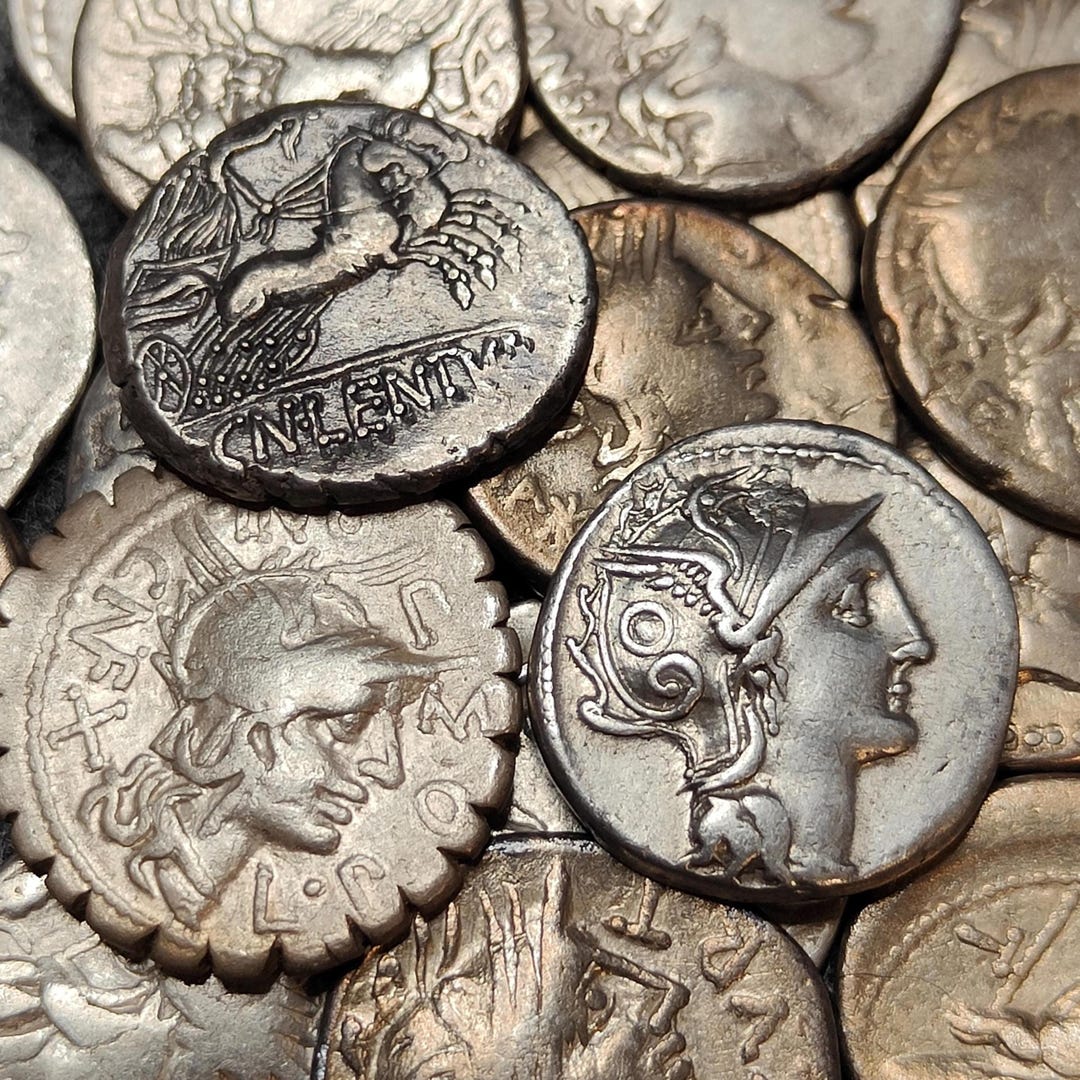 Roman Republic Silver Denarii Featuring Roma and Gods/ Goddesses, 2100 ...