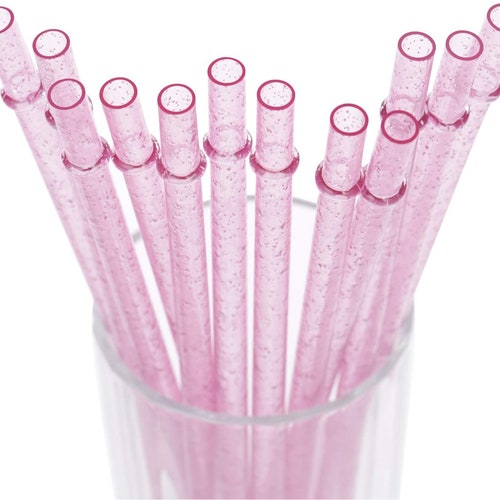 9 Baby Light Pink & Clear Swirly Straws Reusable With - Etsy