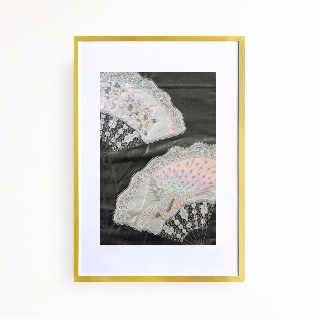 Framed Wall Art of Japanese Obi Fabric in Gold Frame - Etsy