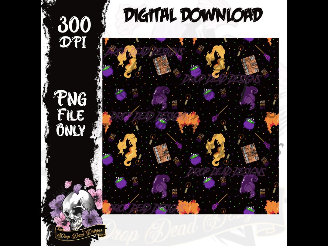 Hocus Pocus PNG, Seamless Pattern, Halloween Png, Halloween Digital ...