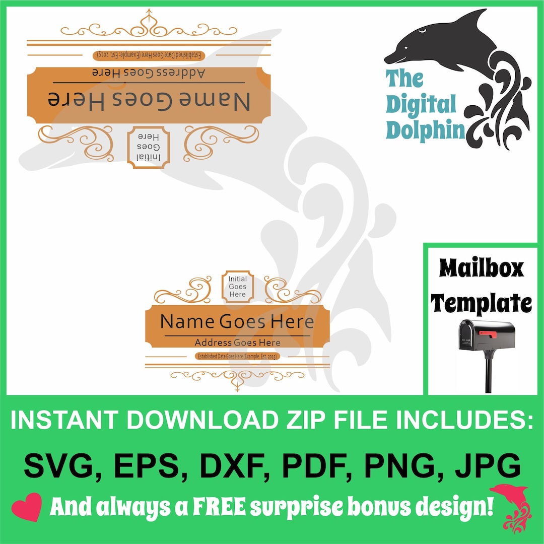 Sophisticated Monogram Mailbox Template Cut/print Files, Cricut ...