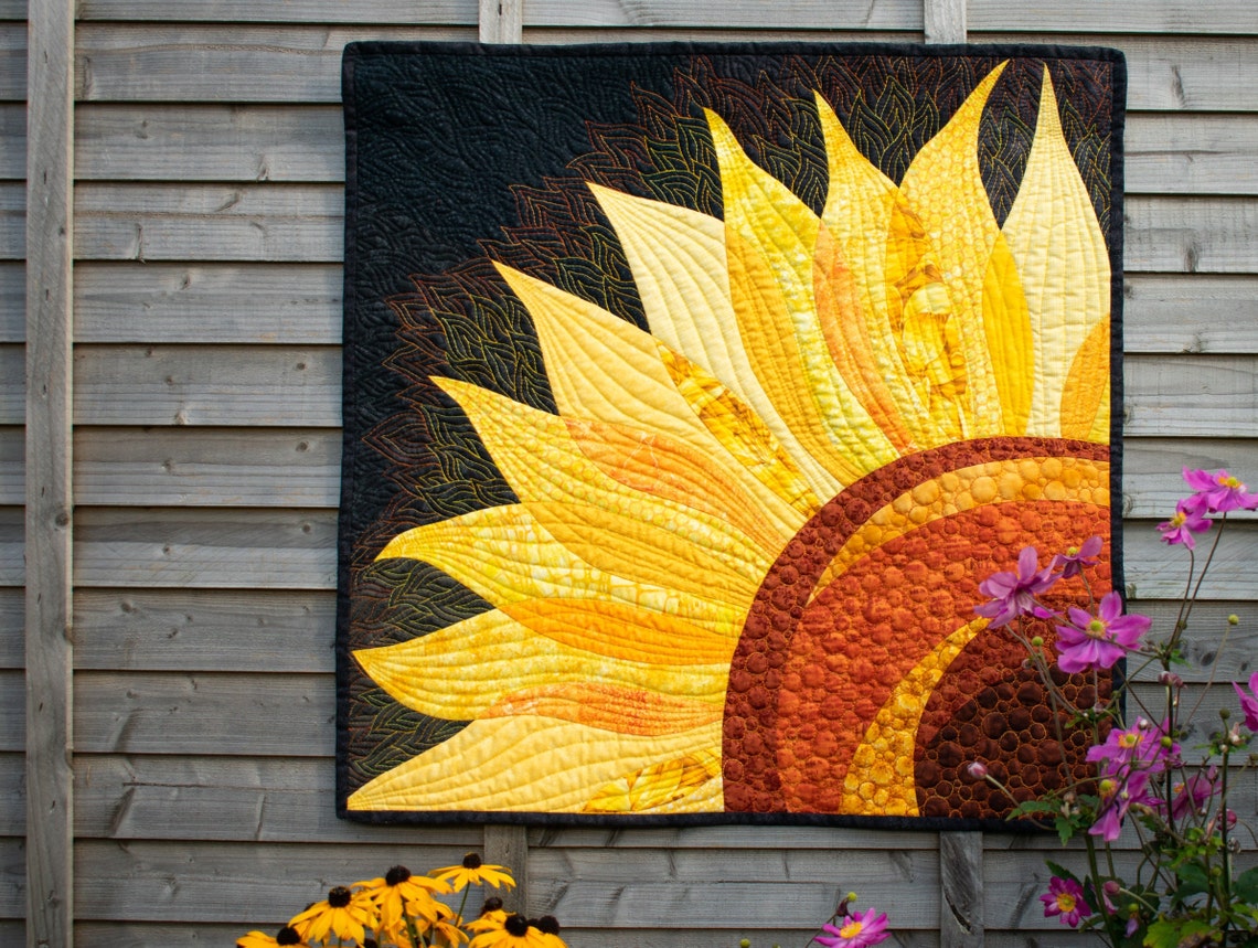 Follow the Sun PDF Art Quilt Pattern Sunflower Quilt Curve - Etsy