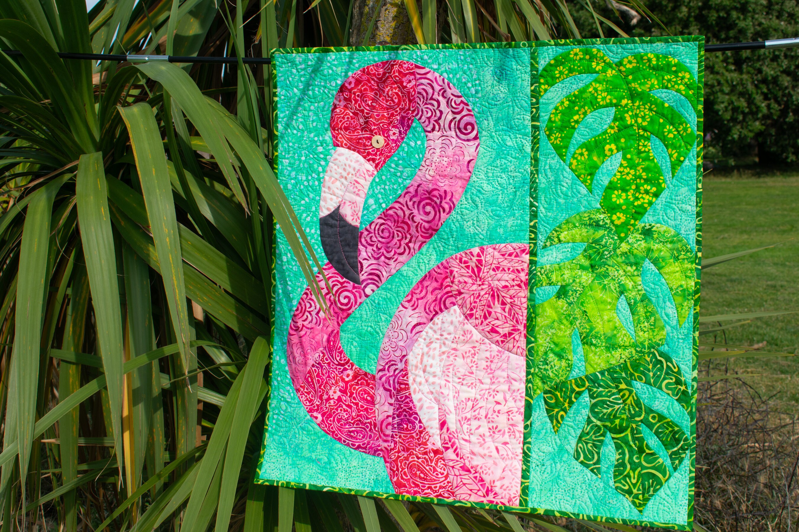 Tropical Flamingo PDF Art Quilt Pattern, Curve Piecing, Instant ...