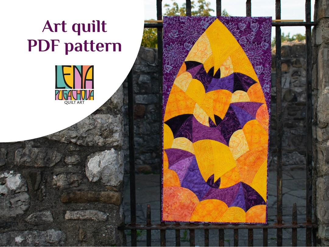 Bats in the Castle PDF Art Quilt Pattern, Curve Piecing, Instant ...
