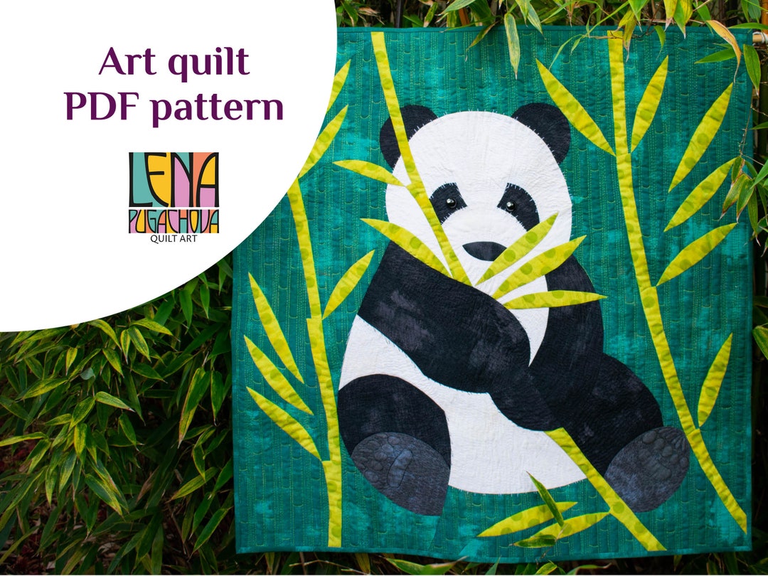Eat, Sleep and Be Panda PDF Art Quilt Pattern, Panda Quilt Pattern, Curve Piecing, Instant ...