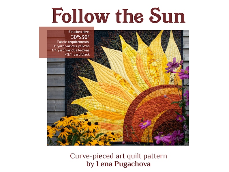 Follow the Sun PDF Art Quilt Pattern, Sunflower Quilt, Curve Piecing ...