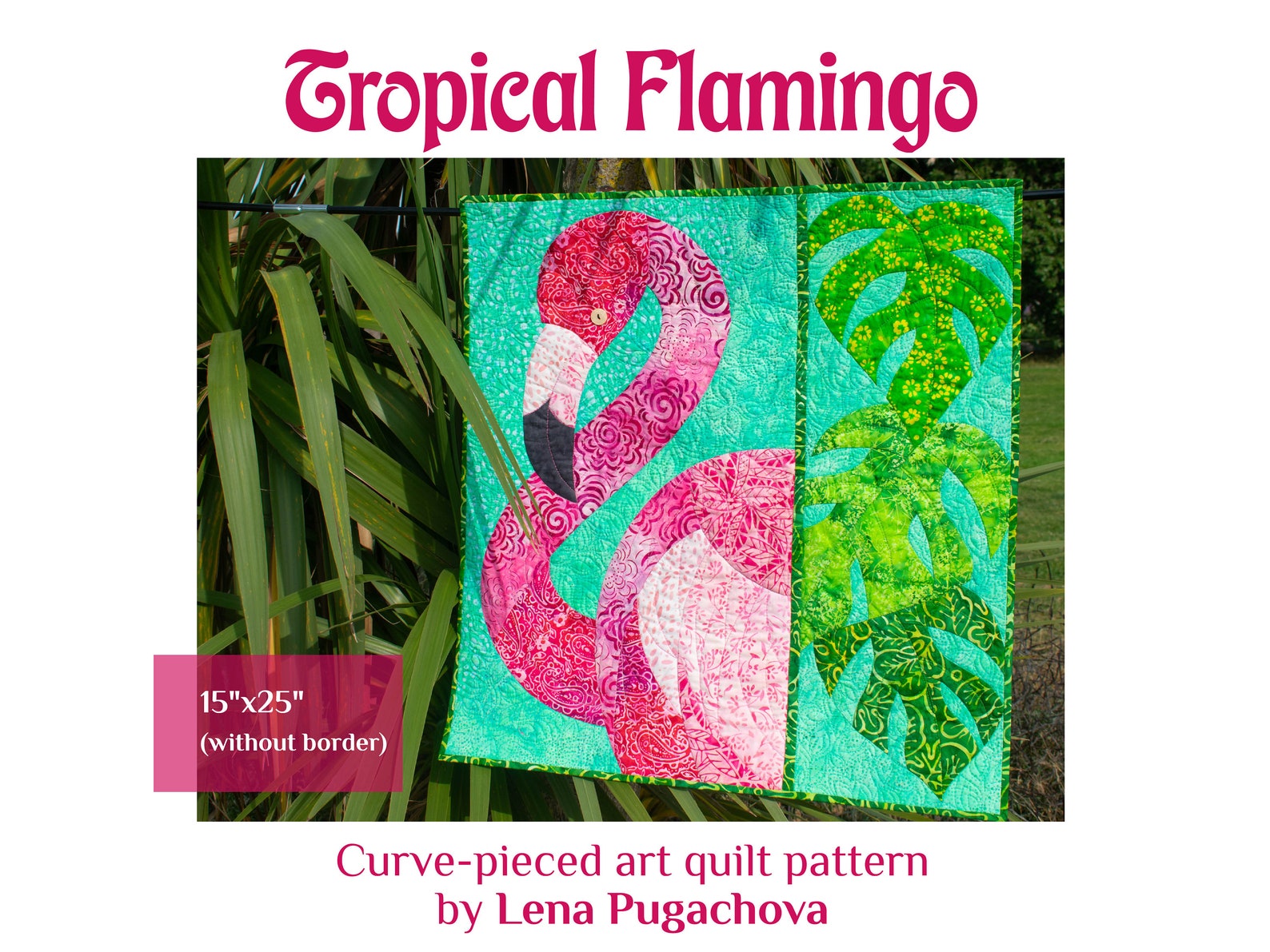 Tropical Flamingo PDF Art Quilt Pattern, Curve Piecing, Instant ...