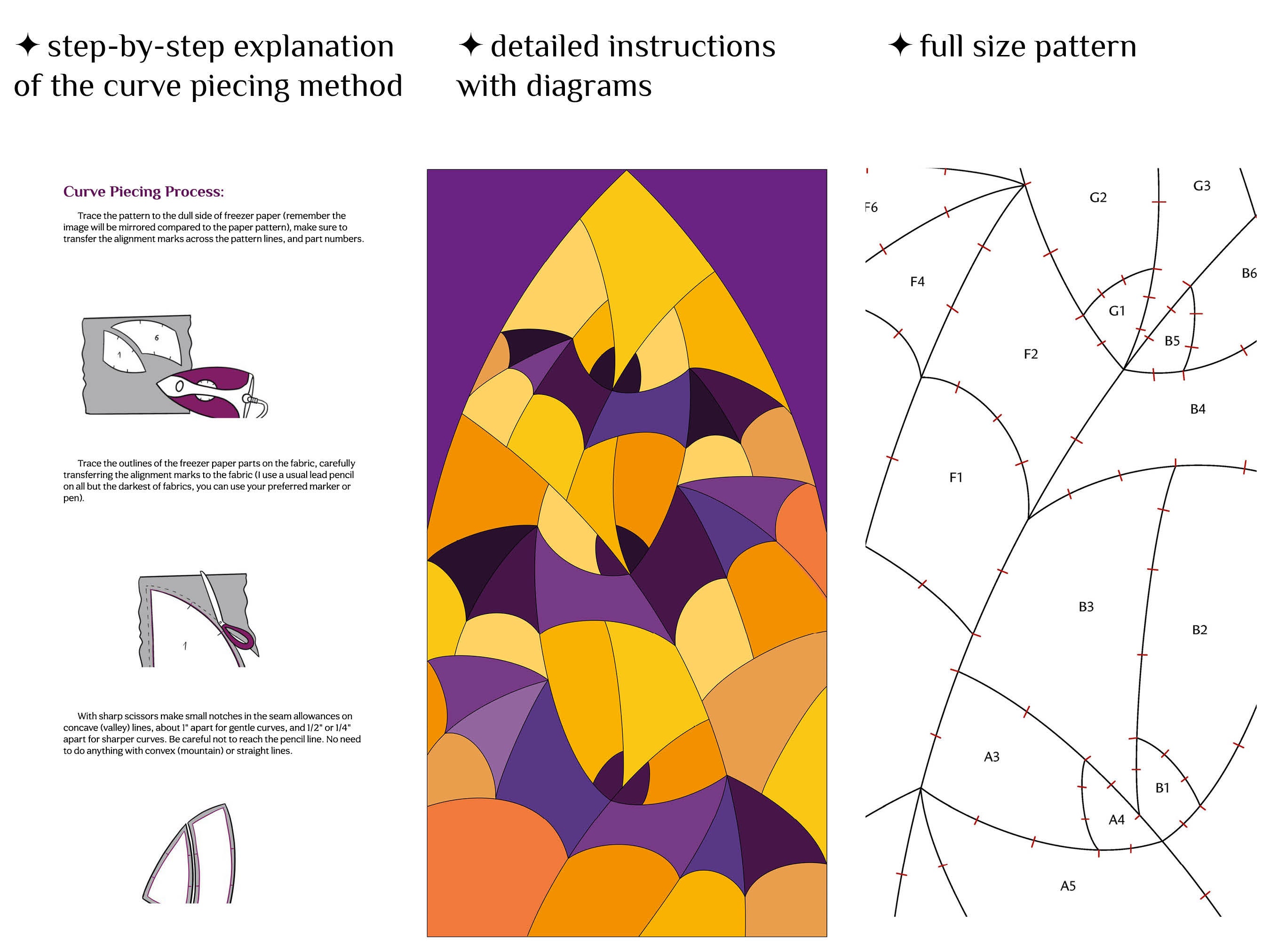 Bats in the Castle PDF Art Quilt Pattern, Curve Piecing, Instant ...