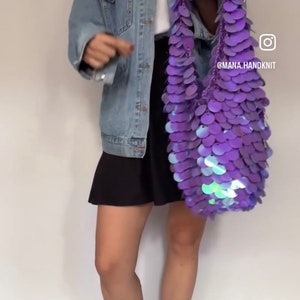 Luxury Bag,knitted Sequin Sparkle Bag, Handmade Sequin Bag, Sequin Mesh ...