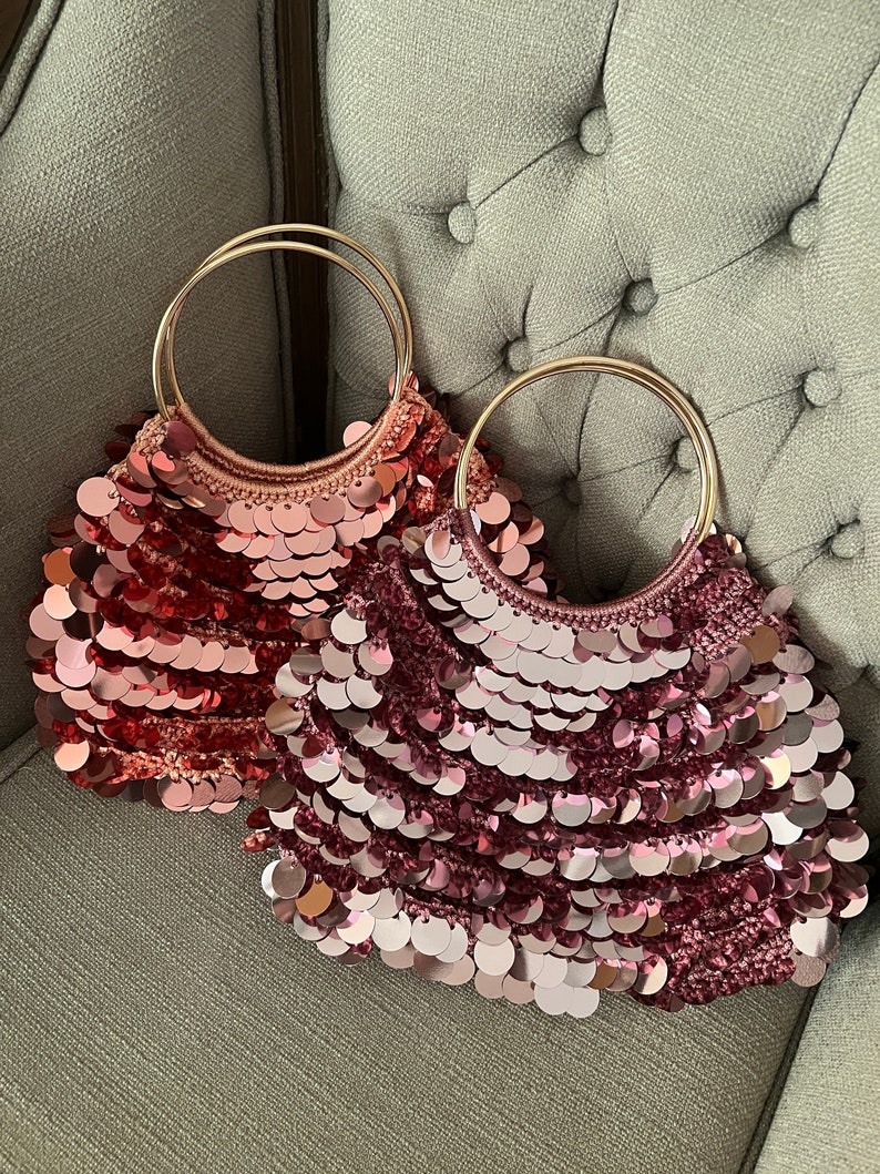 Luxury Bag,knitted Sequin Sparkle Bag, Handmade Sequin Bag, Sequin ...