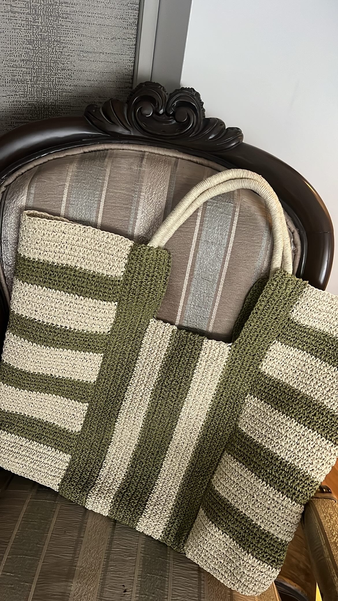 Summer Shoulder Tote Bag, Knit Shoulder Bag, Handmade Tote Bag, Striped ...