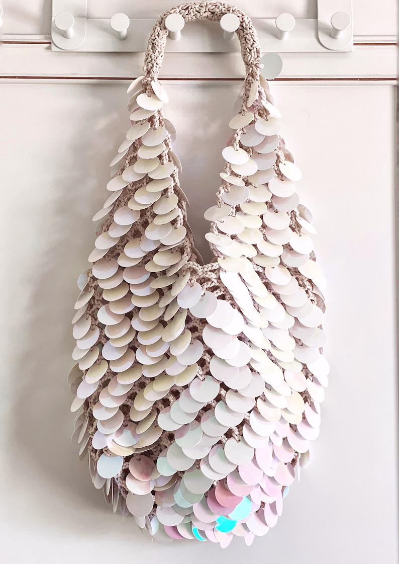 Handmade Knitted Sequin Bag, Sequin-embellished Shoulder Bag - Etsy