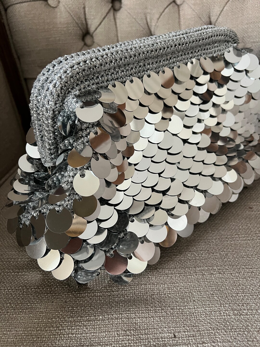 Handmade Metallic Silver Clutch: Sequin Party Pouch Bag - Etsy