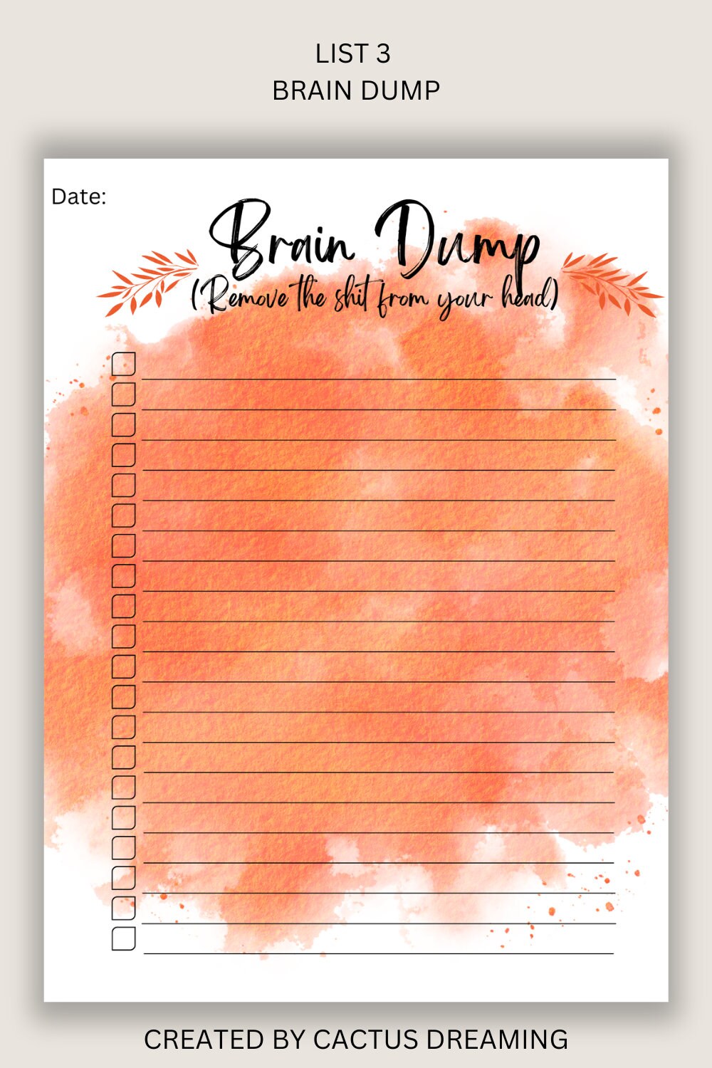 Orange To-do List Digital Download, Digital Planner Instant Download ...