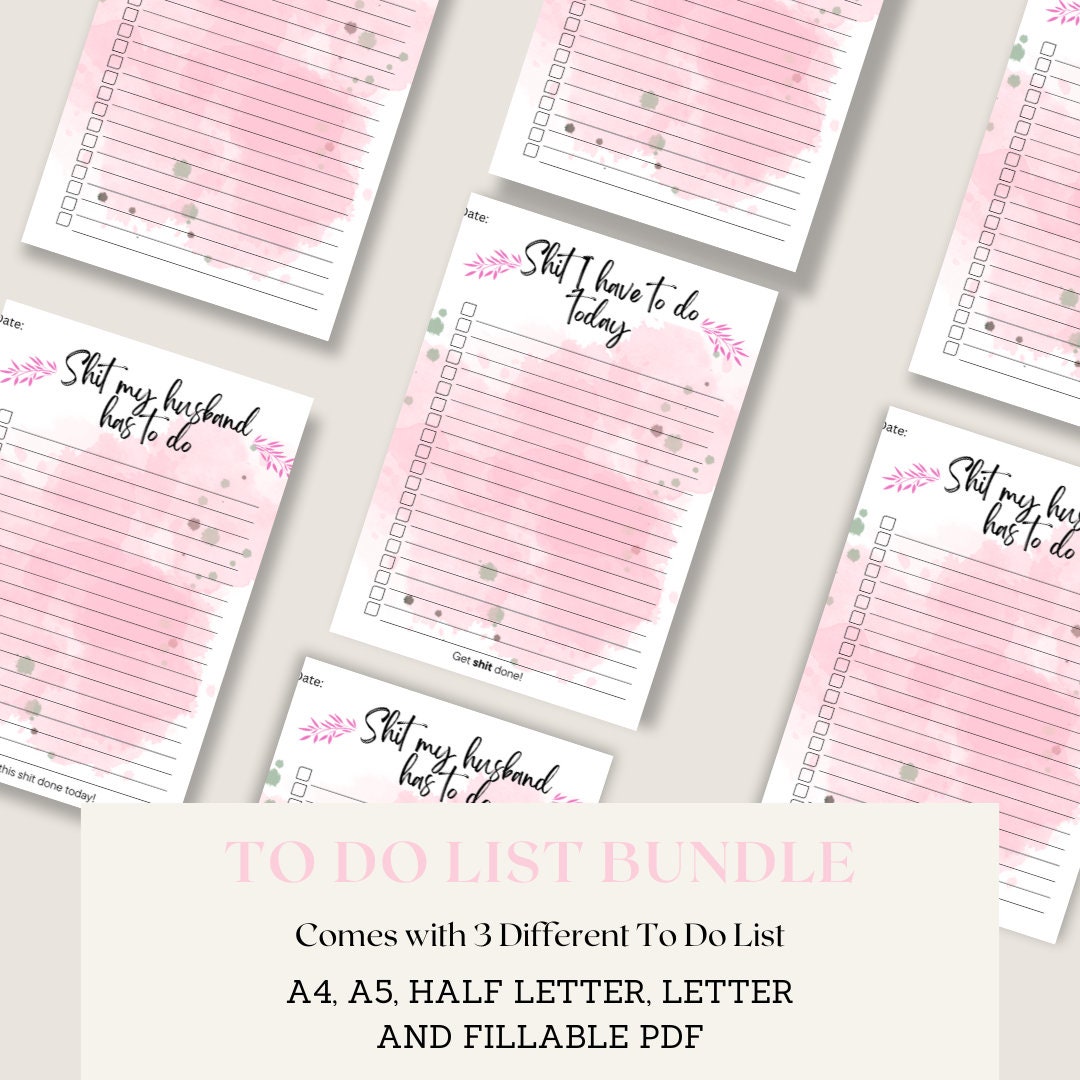Pink To-do List, Check List, Printable Check List, Digital PDF Download ...