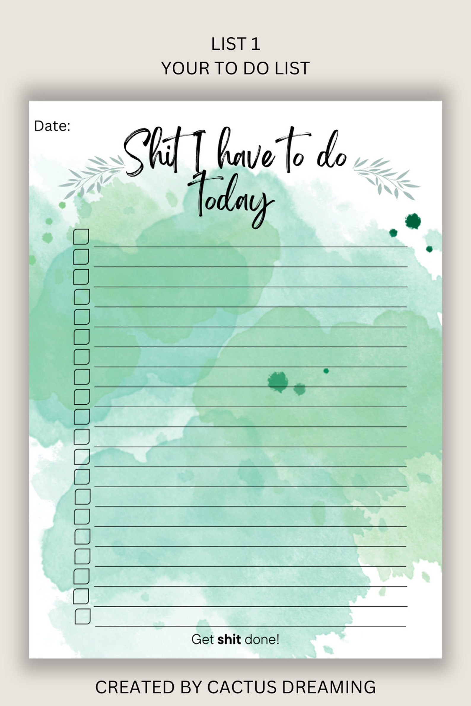 Fun to Do List Funny Brain Dump Hunny Do List Digital Download, Green ...