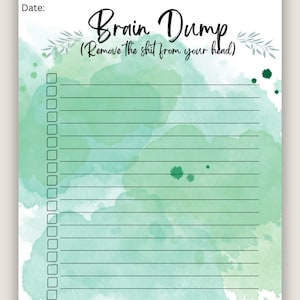 Fun to Do List Funny Brain Dump Hunny Do List Digital Download, Green ...