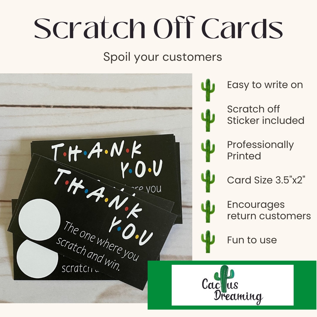 Scratch off Thank You Cards Friends Themed Scratch Card, Discount Code ...