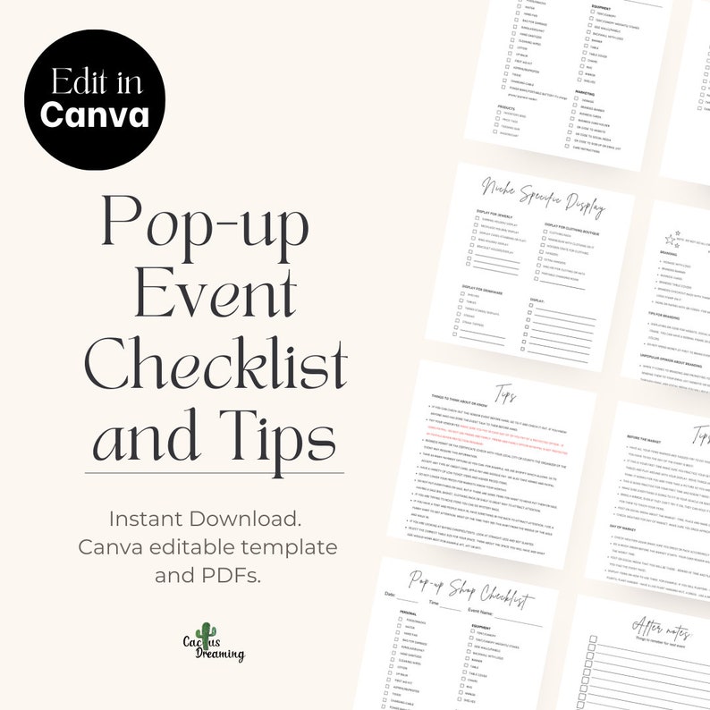 Craft Show Checklist Vendor Event Editable Canva Template Pop-up Event, Event Planning, Business ...