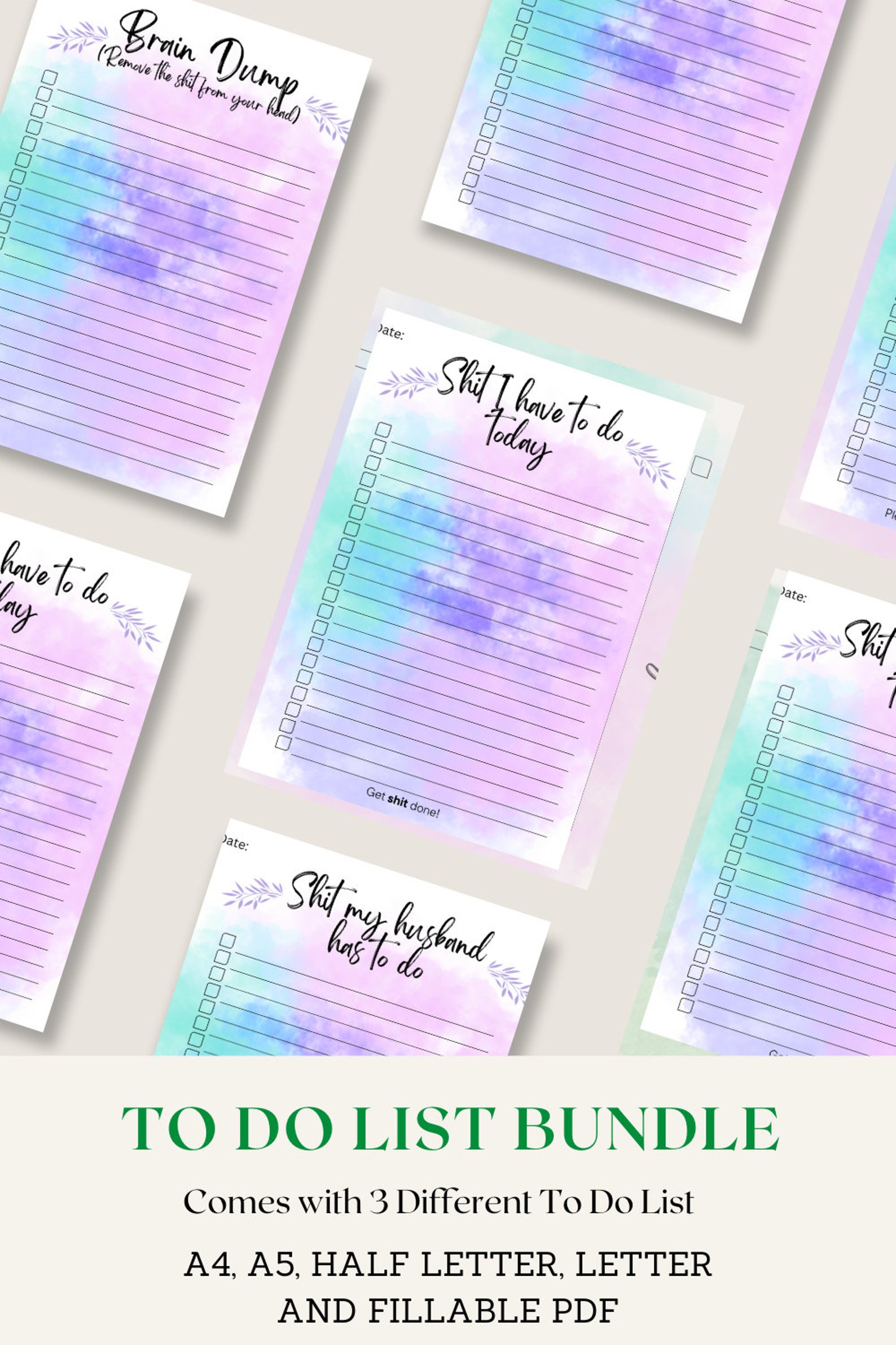Digital Task Lists, Get Shit Done, Printable Planner, Daily Check List ...