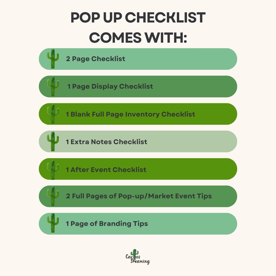 Editable Checklist Canva Template Pop-up Shop Vendor Tips Market ...