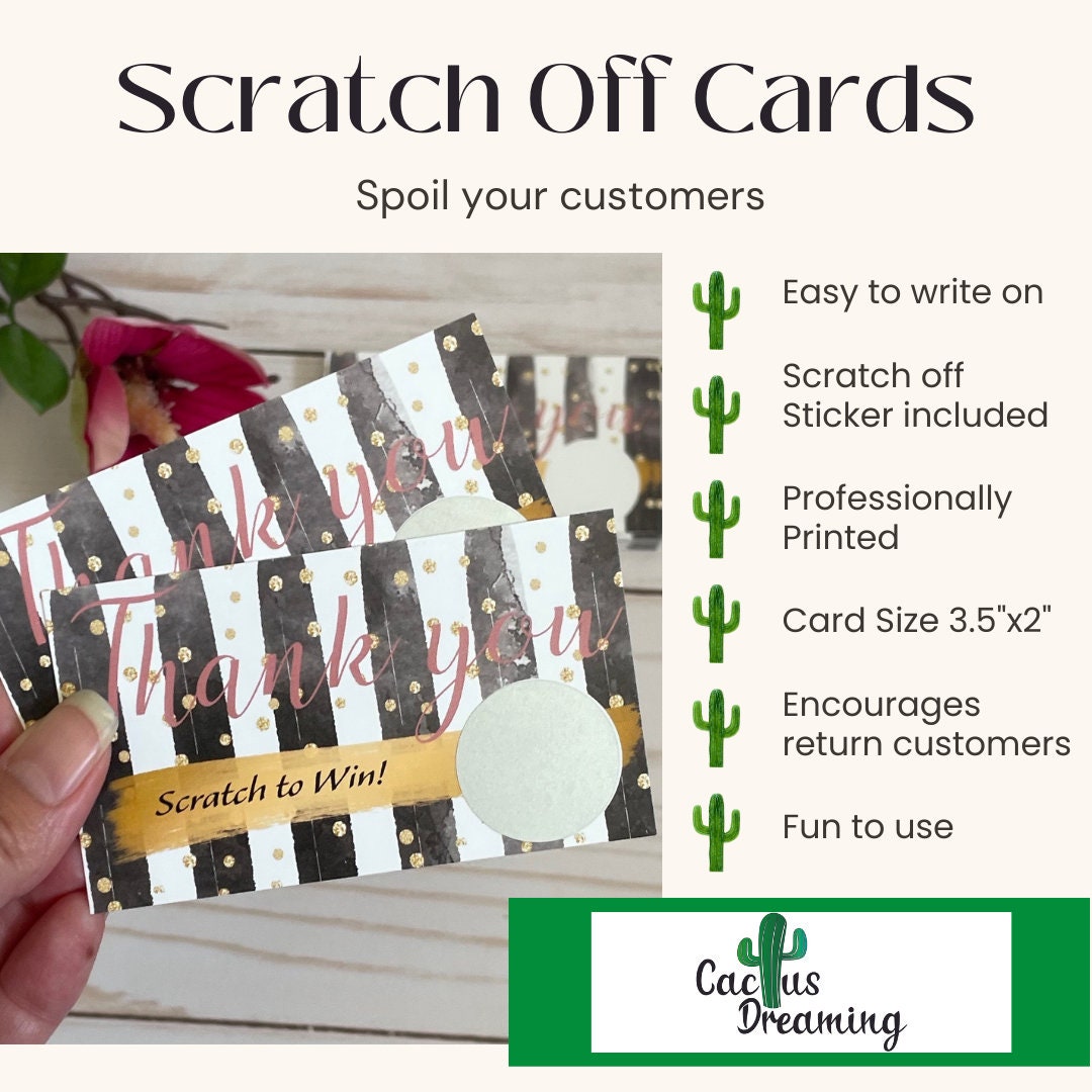 Scratch off Thank You Cards, Discount Codes for Customers, In-person ...