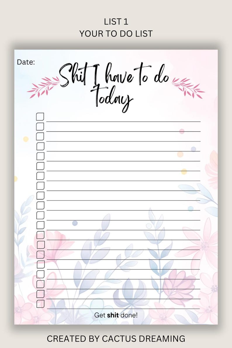 To-do List Check List Printable Digital PDF Download Digital Planner ...