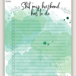 Fun to Do List Funny Brain Dump Hunny Do List Digital Download, Green ...