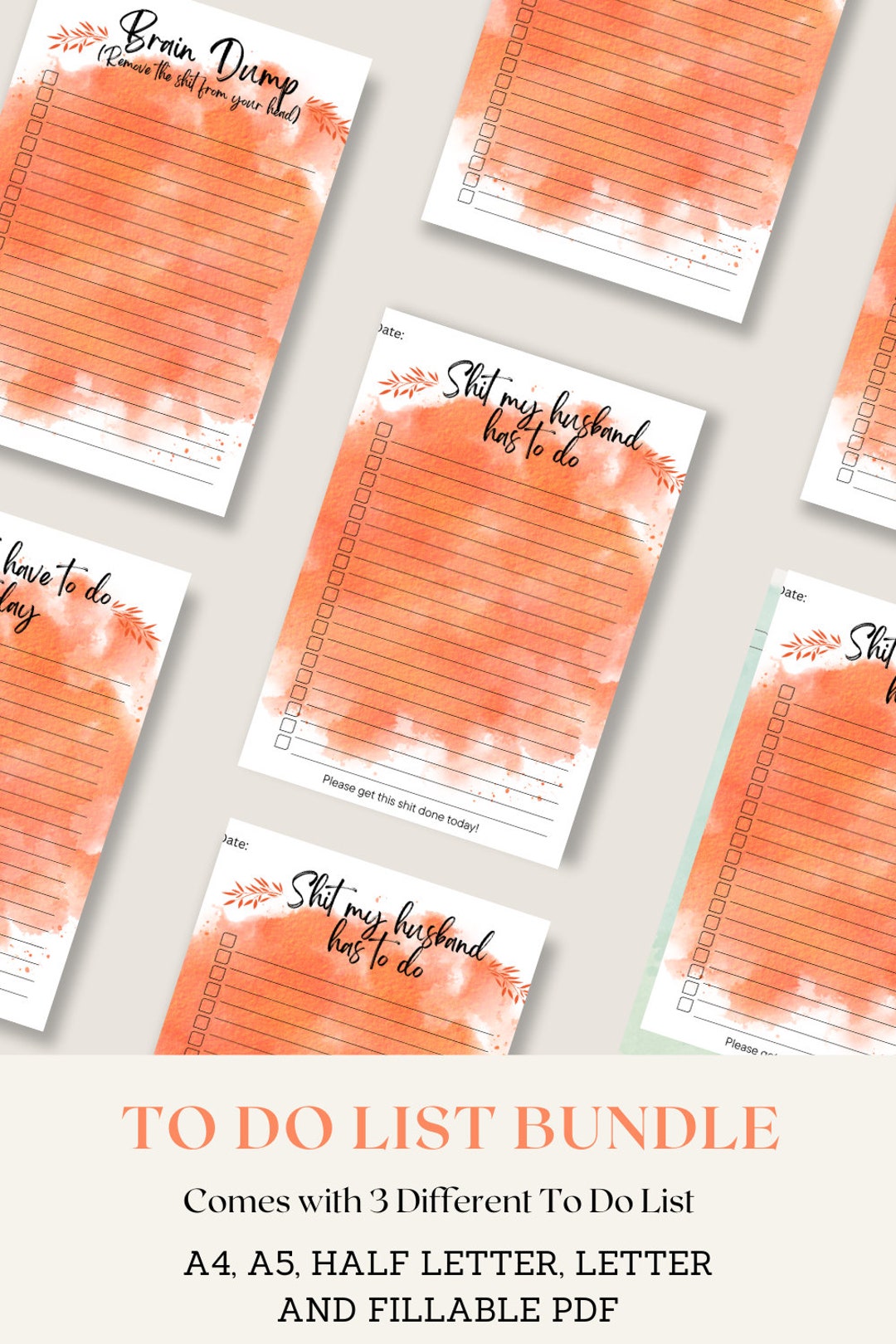Fun to Do List Funny Brain Dump Hunny Do List Digital Download A4 A5 ...