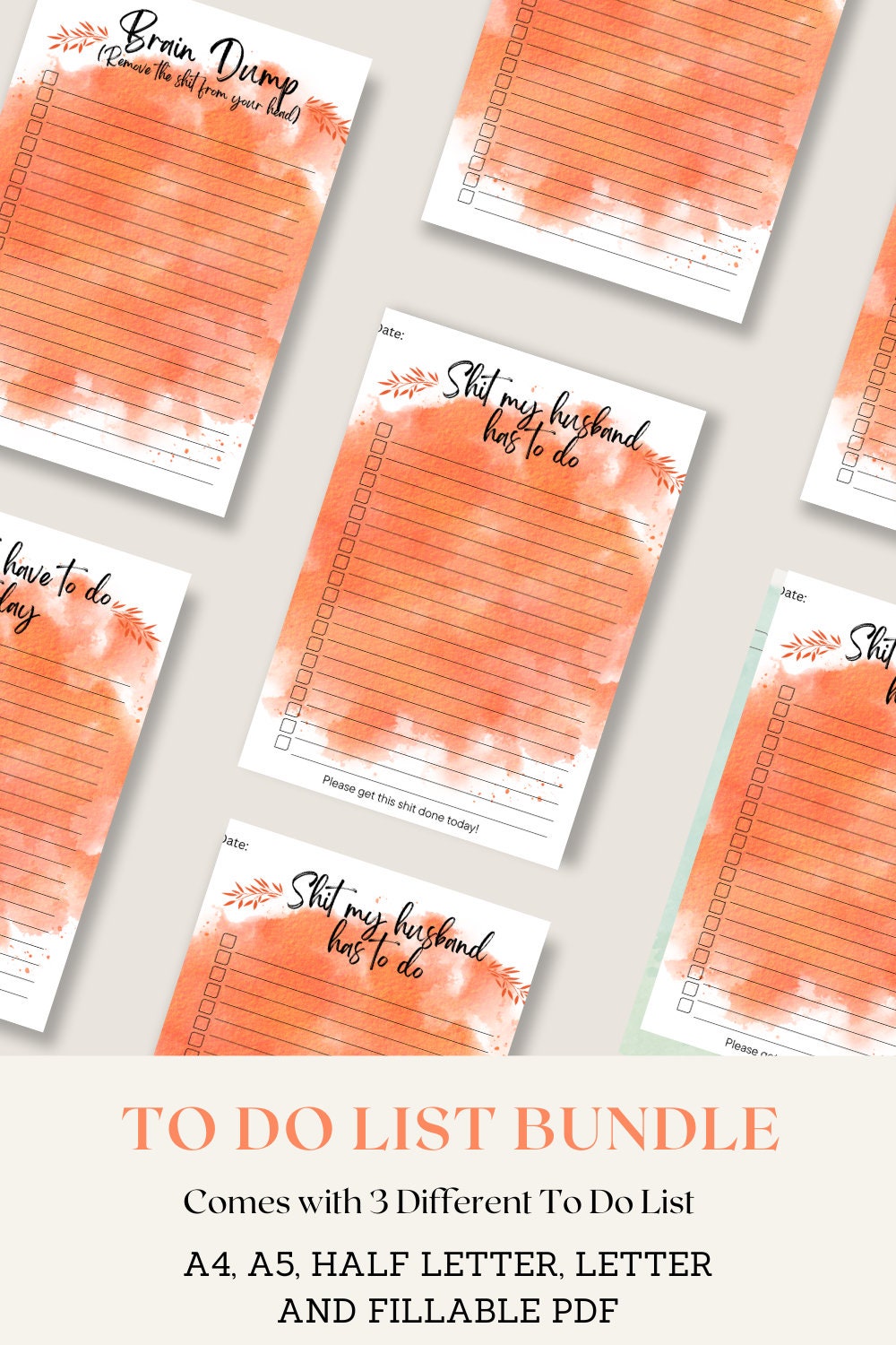 Orange To-do List Digital Download, Digital Planner Instant Download ...