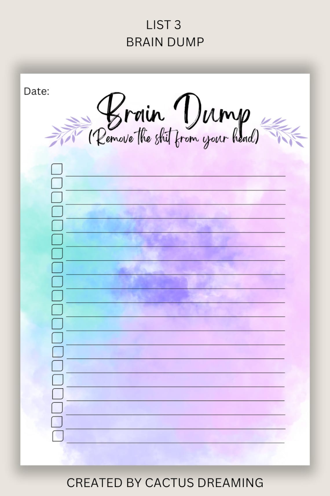 Fun to Do List Funny Brain Dump Hunny Do List Digital Download Half ...