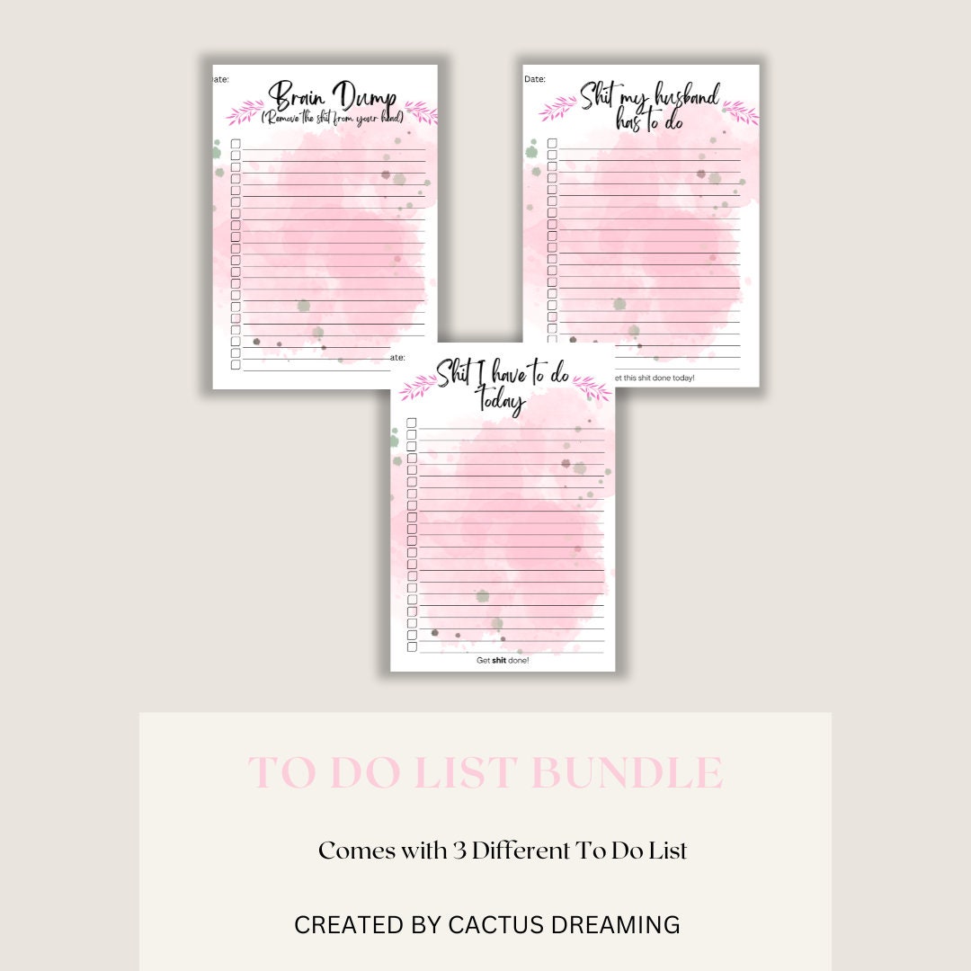 Pink To-do List, Check List, Printable Check List, Digital PDF Download ...