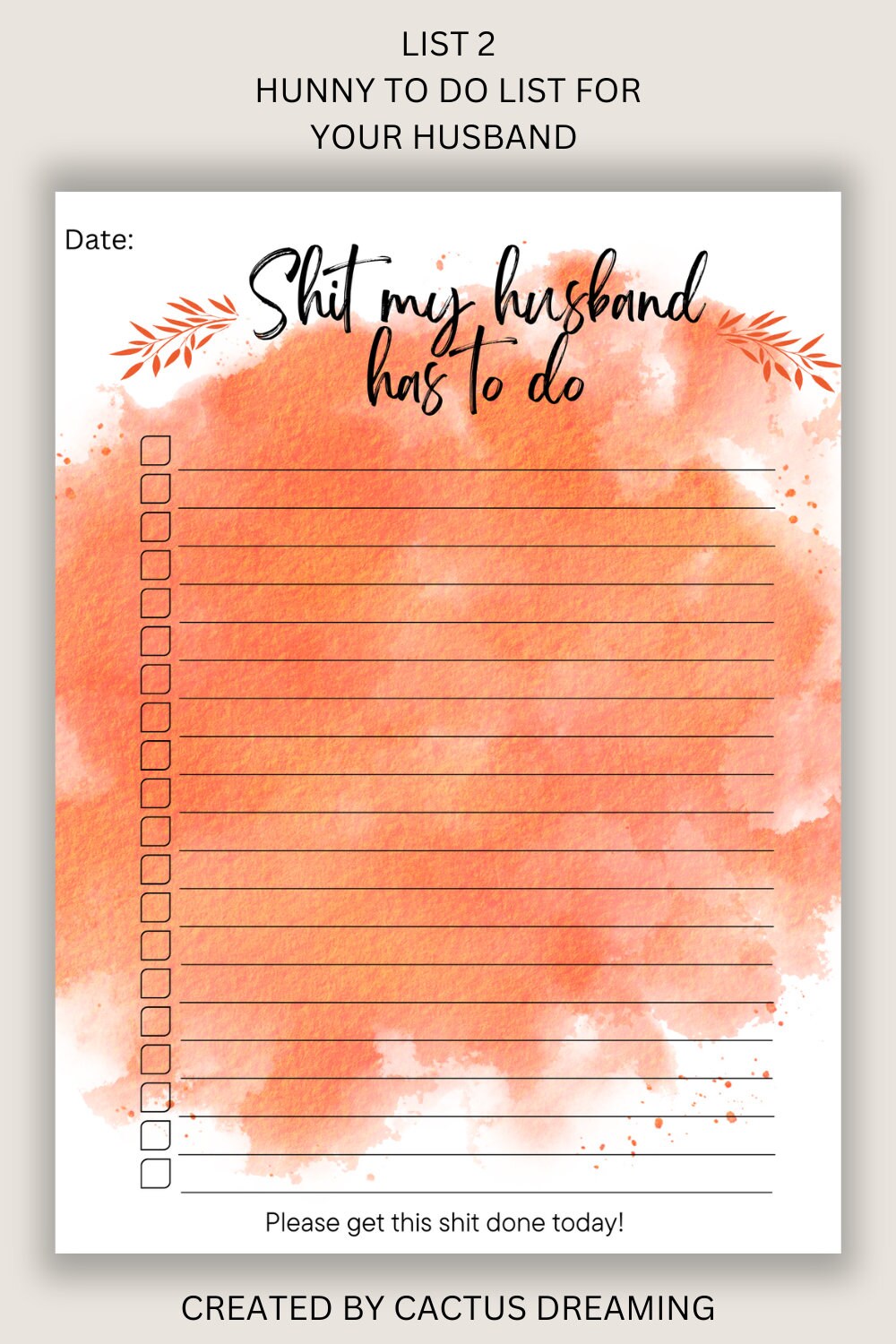 Orange To-do List Digital Download, Digital Planner Instant Download ...