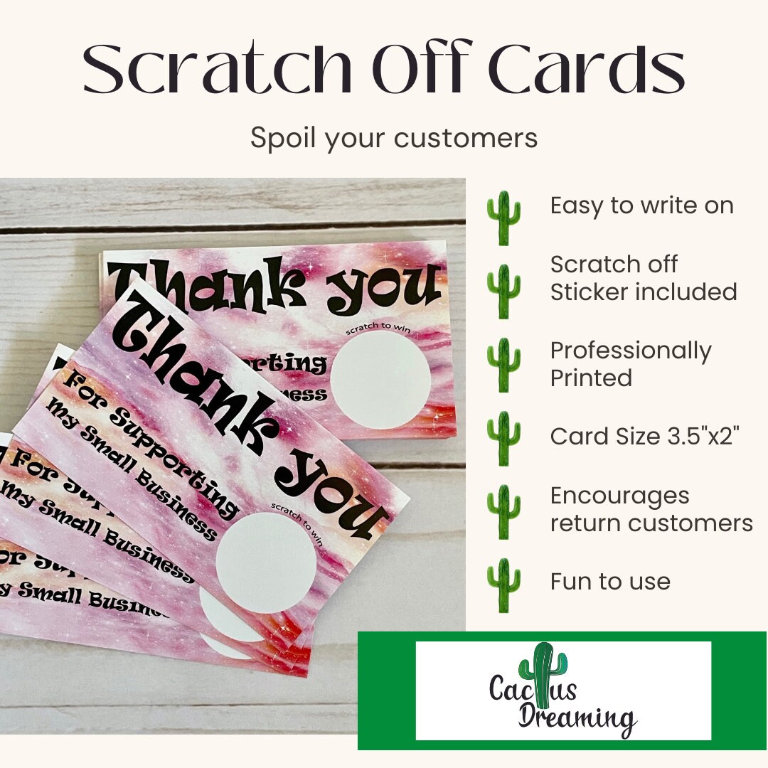 Scratch off Thank You Cards Pink Watercolored Business Cards, Packaging ...