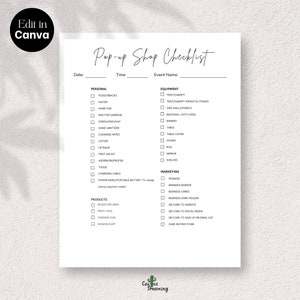 Editable Checklist Canva Template Pop-up Shop Vendor Tips Market ...