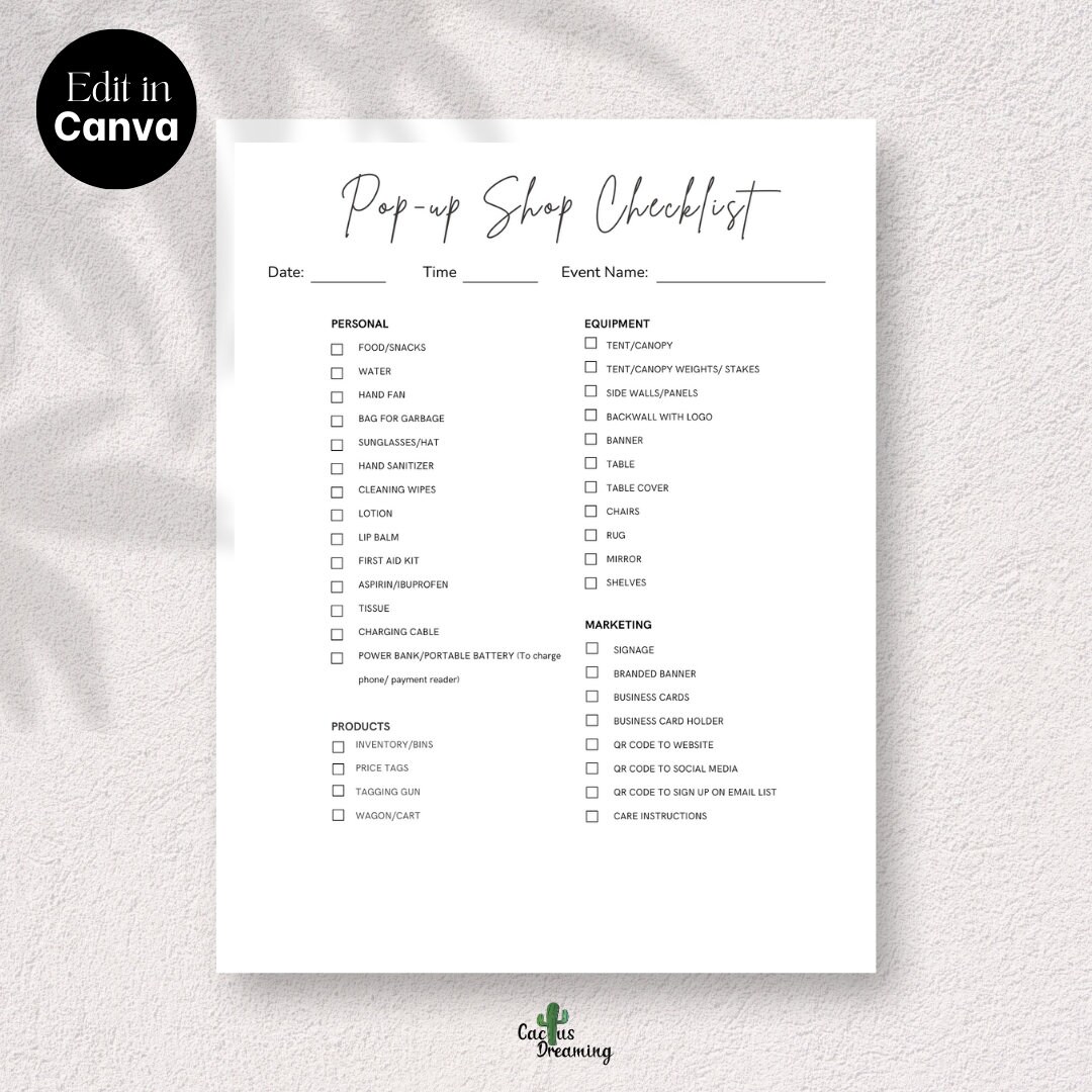 Vendor Event Checklist Editable Canva Template, Instant Digital ...