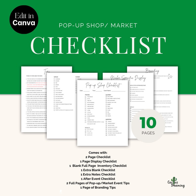 Craft Show Pop-up Shop Checklist Vendor, Instant Digital Download, Resource for Small Business ...