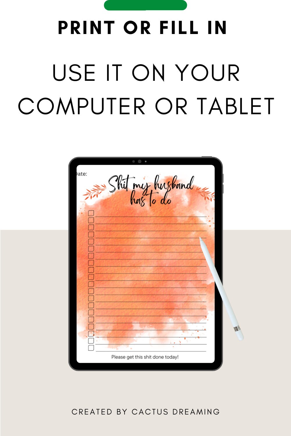 Orange To-do List Digital Download, Digital Planner Instant Download ...