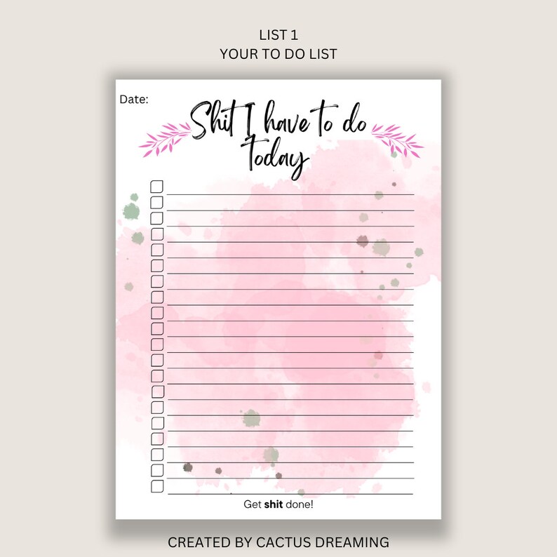 Fun to Do List, Pink Planner, Pink Digital Planner, Printable Planner ...