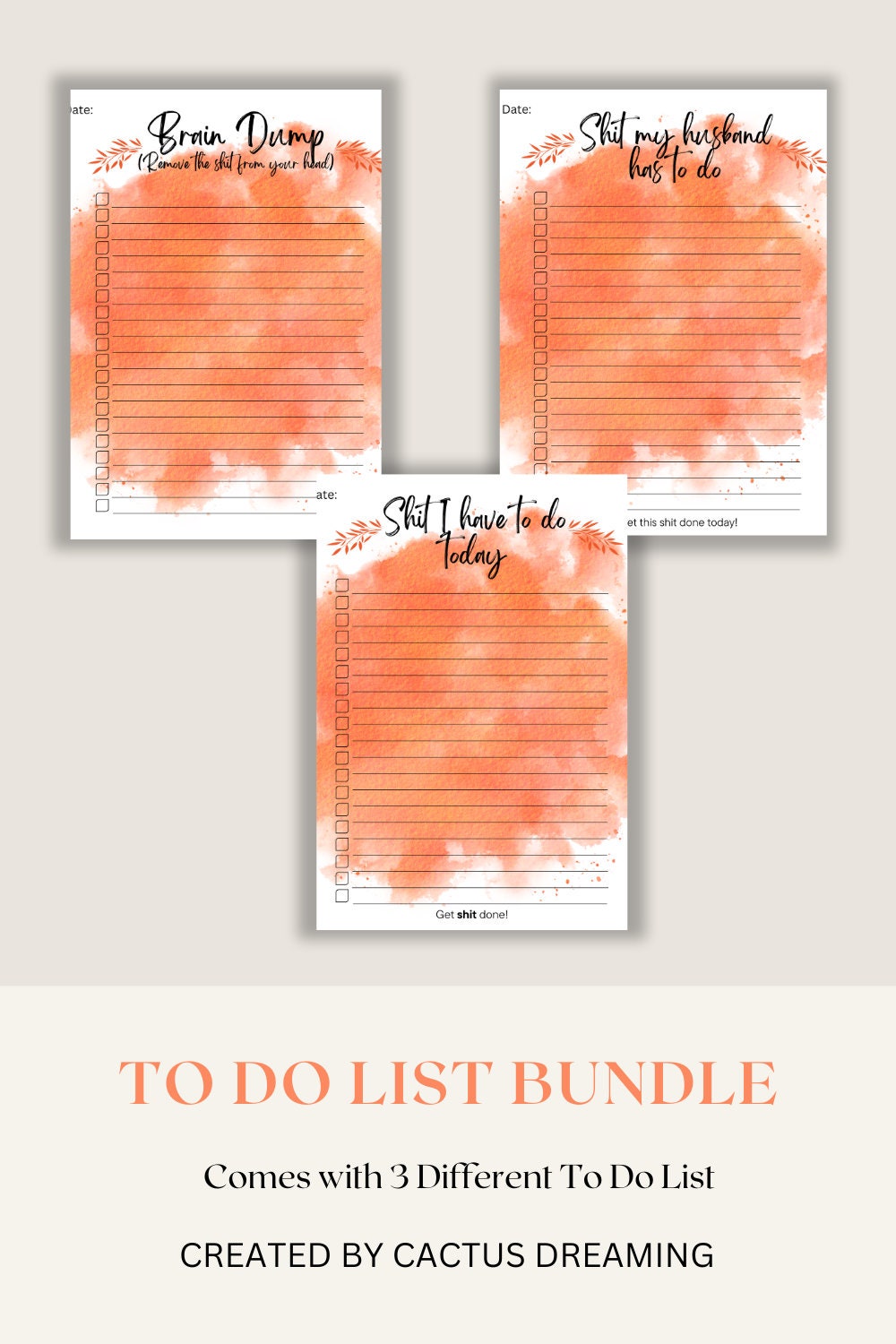Orange To-do List Digital Download, Digital Planner Instant Download ...