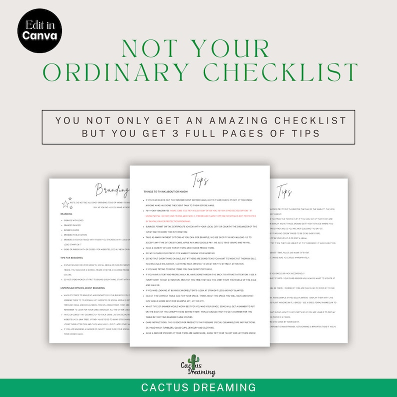Vendor Event Checklist Editable Canva Template, Instant Digital ...