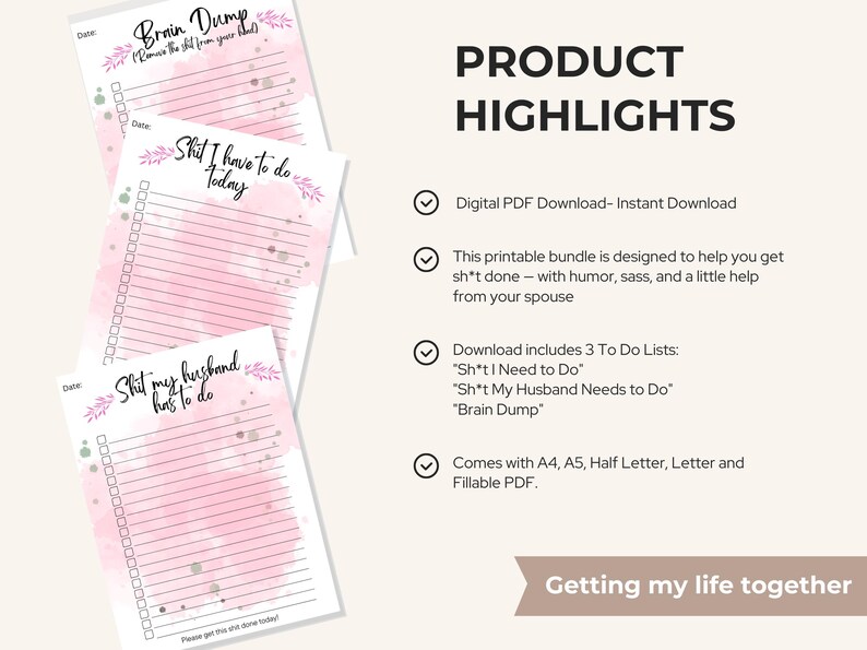 Pink To-do List Check List Digital PDF Download Digital Planner ...
