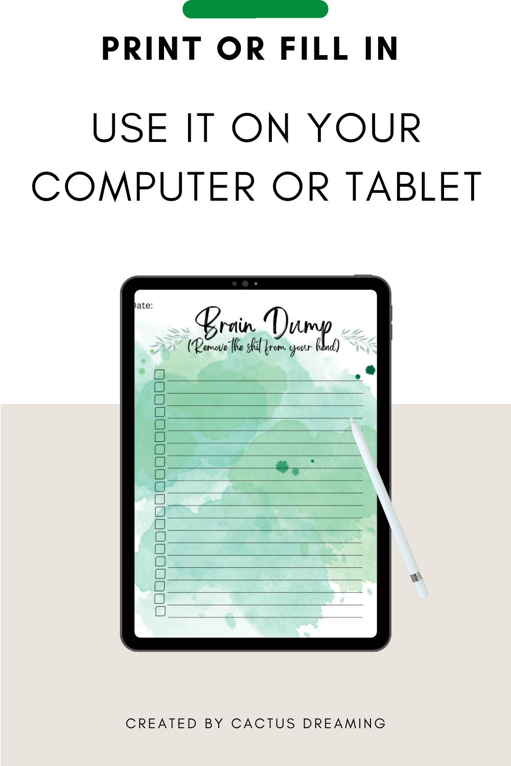 Fun to Do List Funny Brain Dump Hunny Do List Digital Download, Green ...